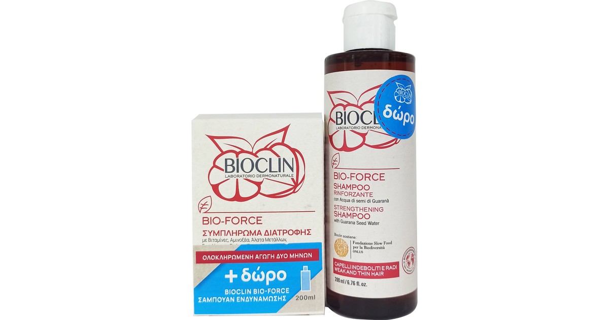 Bioclin Πακέτο Προσφοράς Bio-Force Food Supplement for Hair 60tabs ...