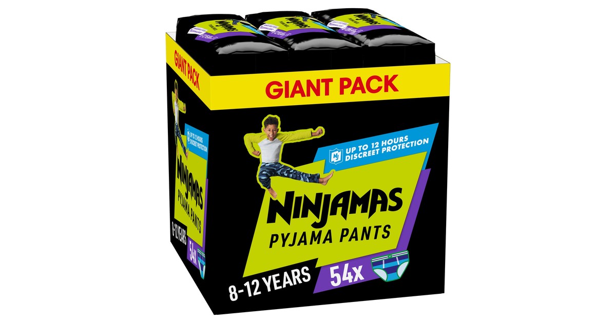 Ninjamas Pyjama Pants Boy 8-12 Years (27-43kg) Monthly Pack 54 Τεμάχια ...