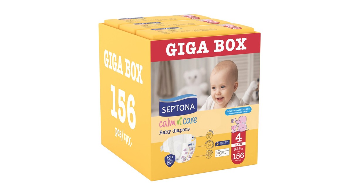 Septona Calm n' Care Baby Diapers Giga Box Maxi No4 (8-13kg) 156 ...