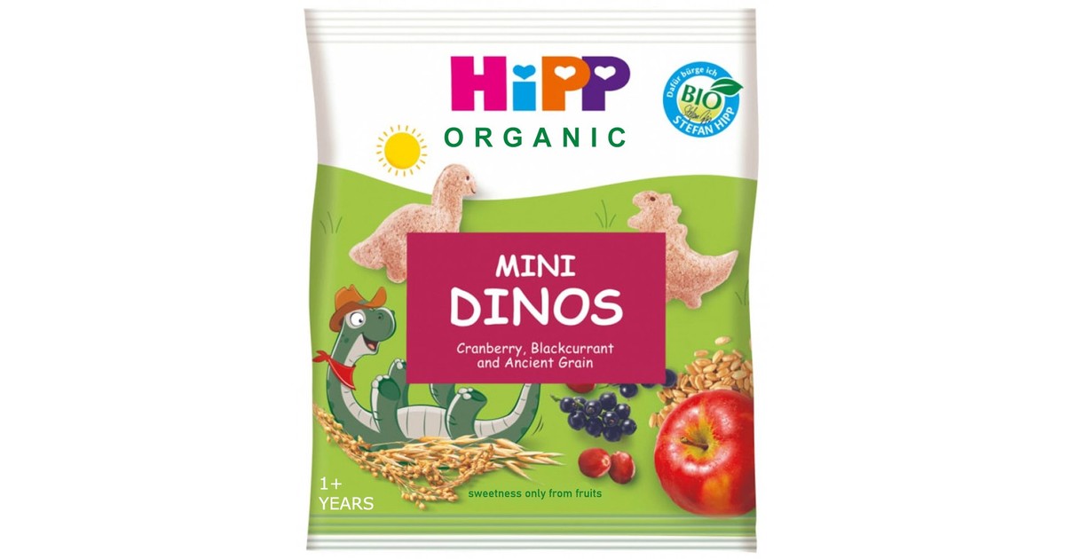 Hipp Bio Mini Dinos Fruit & Cereal Snack 1+ Years 30g | Pharm24.gr