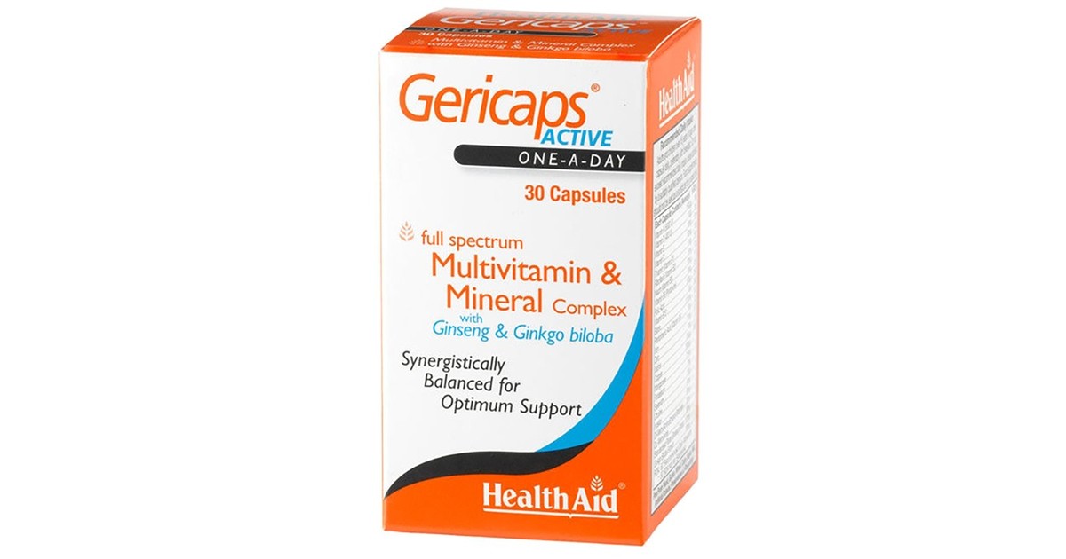 Health Aid Gericaps Active Multivitamin & Mineral Complex with Ginseng ...