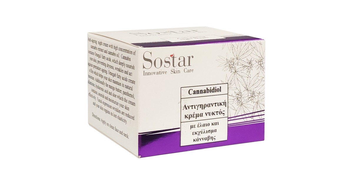Sostar Cannabidiol Anti-Ageing Night Cream Αντιγηραντική Κρέμα Νύχτας ...