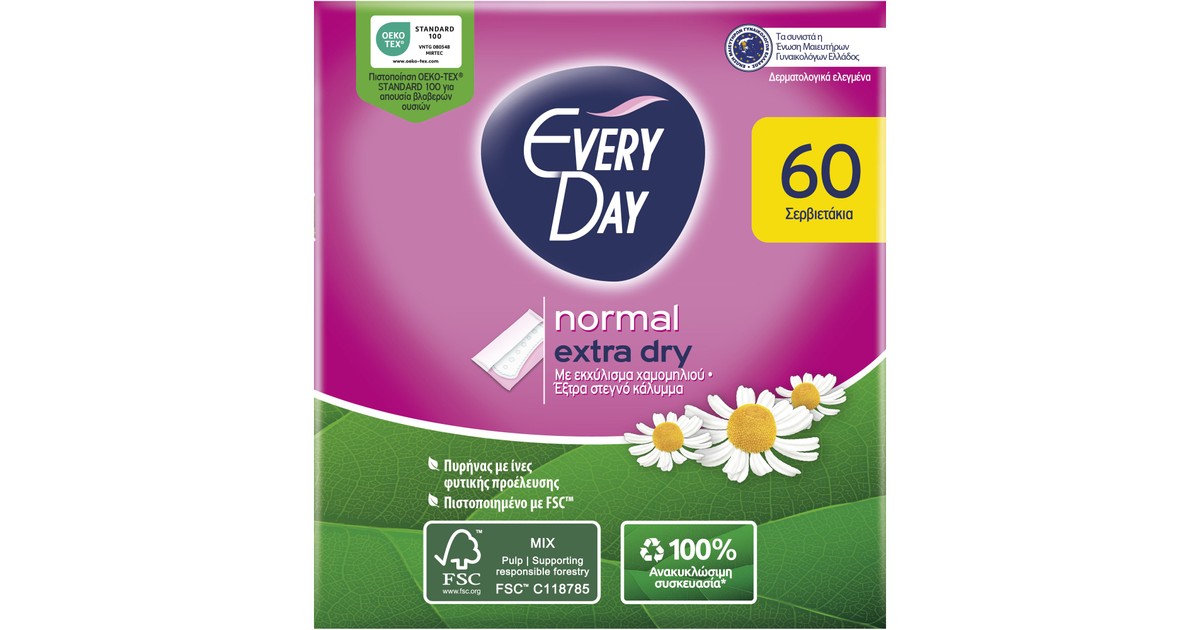 Every Day Normal Extra Dry 60 Τεμάχια | Pharm24.gr