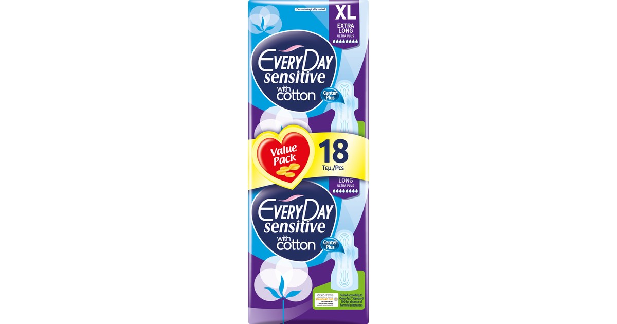 Every Day Sensitive Extra Long XL Value Pack Πολύ Λεπτές Σερβιέτες με ...