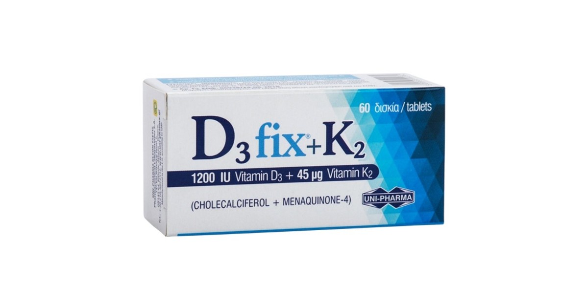 Uni-Pharma D3 Fix 1200iu + K2 45mg 60caps | Pharm24.gr