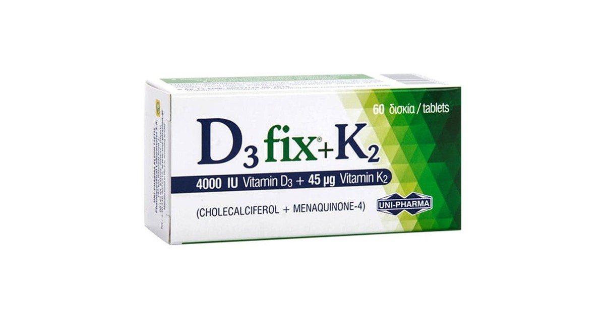 Uni-Pharma D3 Fix 4000iu + K2 45mg, 60tabs | Pharm24.gr