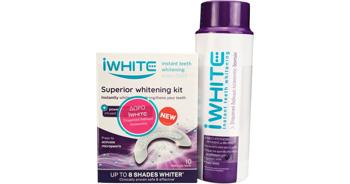 iWhite Promo Superior Whitening Kit 10 Τεμάχια & Whitening Mouthwash ...