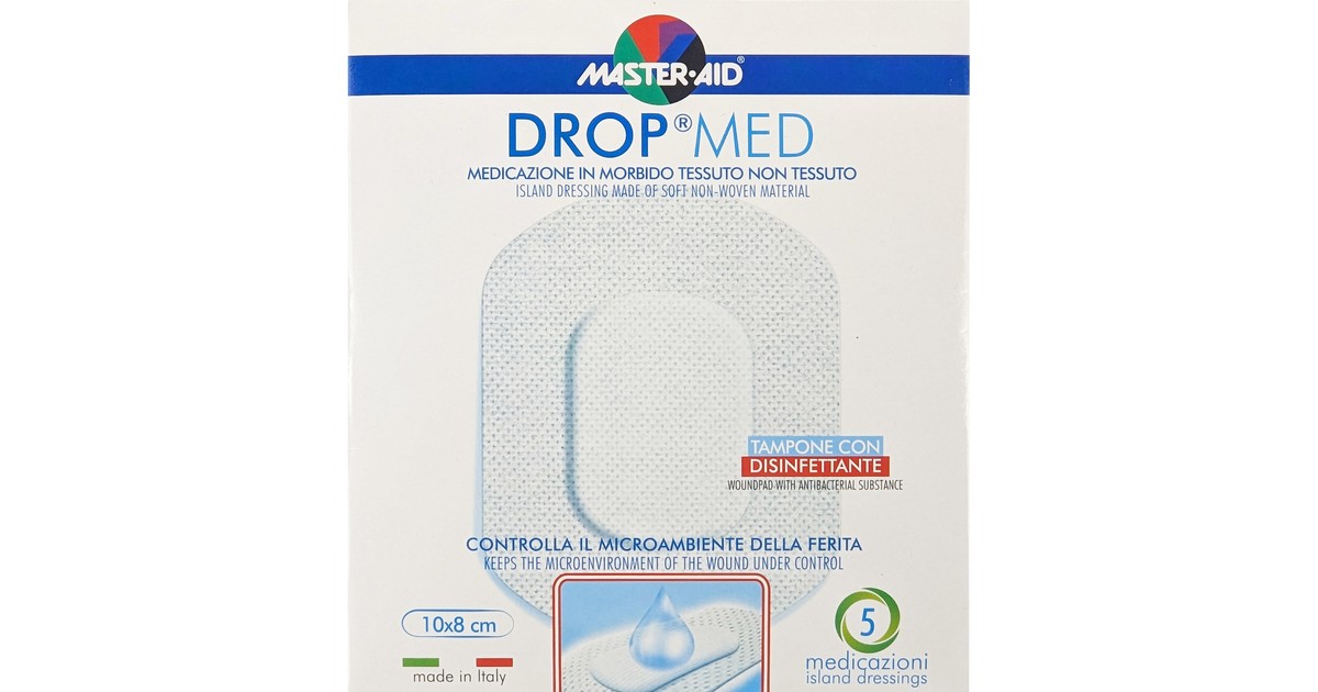 Master Aid Drop Med Woundpad with Antibacterial Substance 10x8cm 5 ...