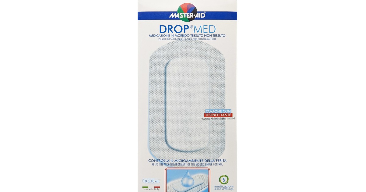 Master Aid Drop Med Woundpad with Antibacterial Substance 10.5x18cm 5 ...