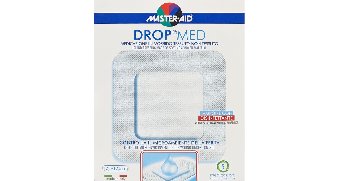 Master Aid Drop Med Woundpad with Antibacterial Substance 12.5x12.5cm 5 ...