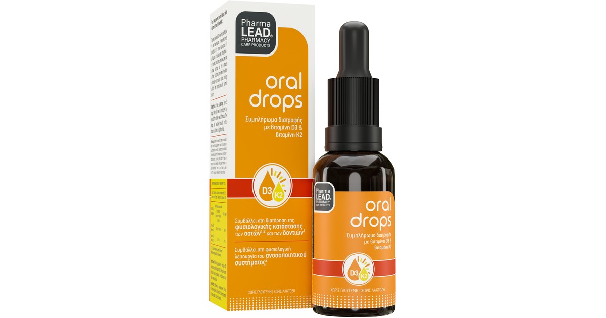 Pharmalead Oral Drops with D3 & K2, 20ml | Pharm24.gr