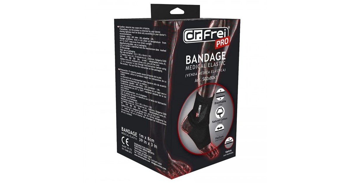 Dr. Frei Bandage Medical Elastic Μαύρο 1 Τεμάχιο - 1m x 8cm | Pharm24.gr