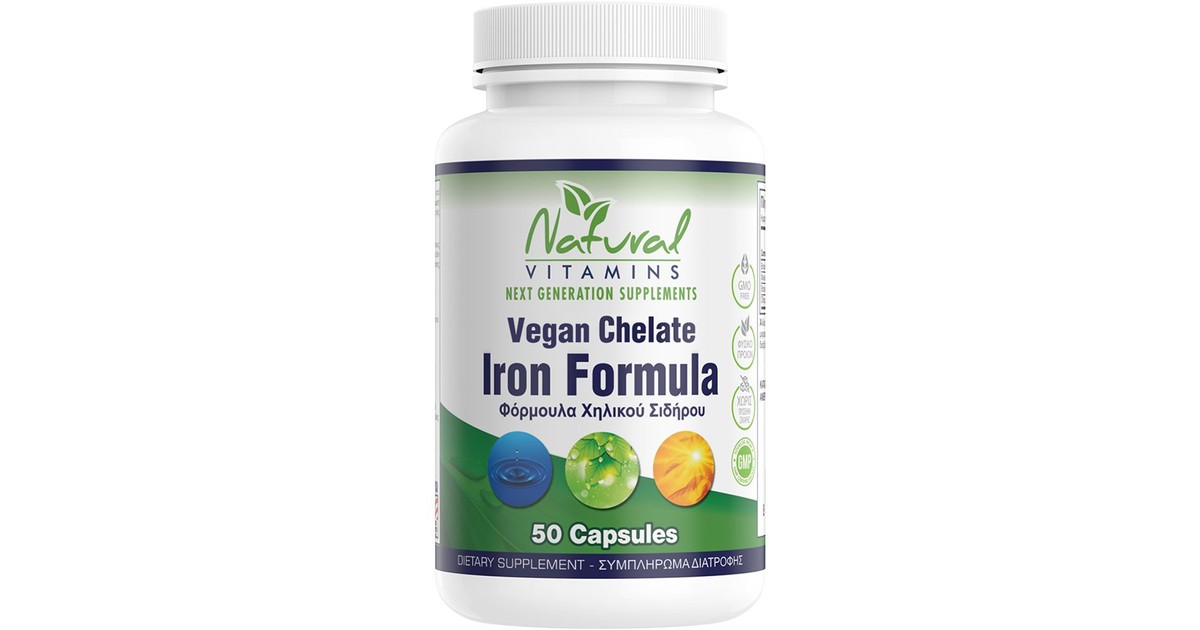 Natural Vitamins Vegan Iron Chelate Formula 50caps | Pharm24.gr