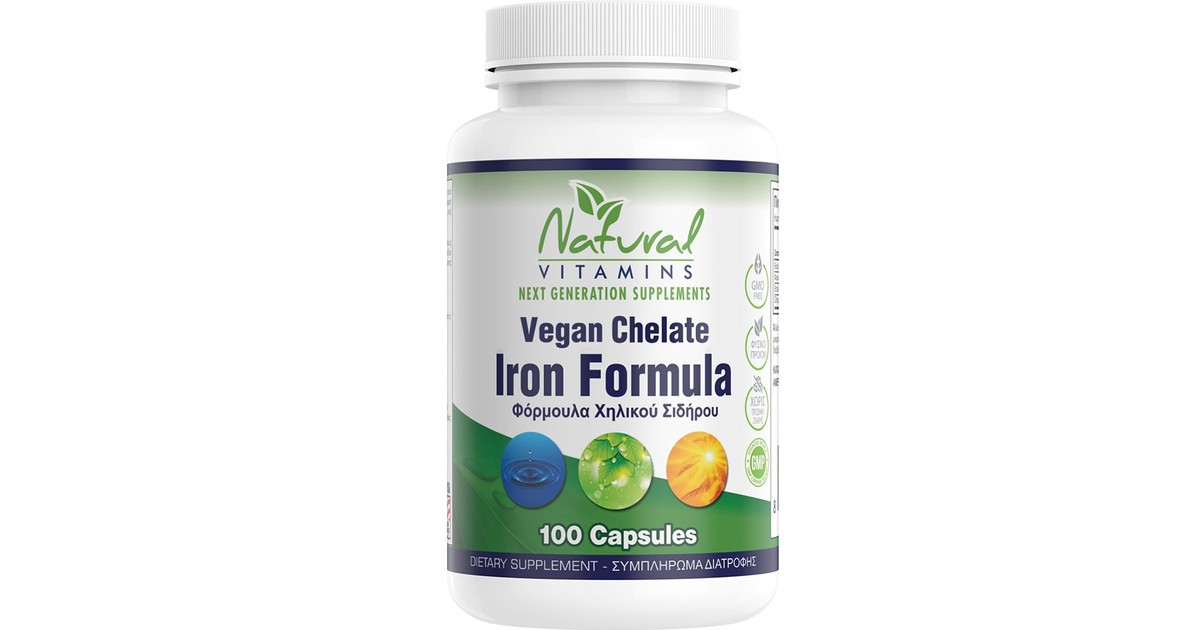 Natural Vitamins Vegan Iron Chelate Formula 100caps | Pharm24.gr