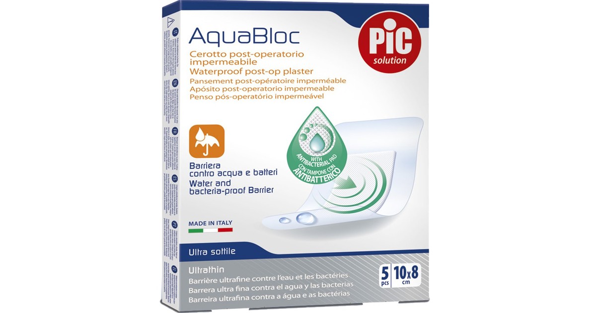 Pic Solution Aquabloc Waterproof Post-Op Plaster 5 Τεμάχια - 10cm x 8cm ...