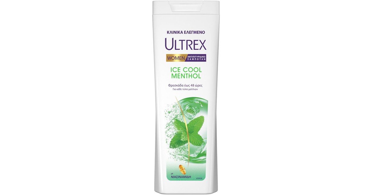 Ultrex Women Ice Cool Menthol Anti-Dandruff Shampoo 360ml | Pharm24.gr