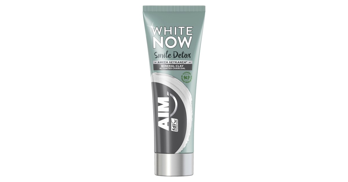 Aim White Now Smile Detox Charcoal Λευκαντική Οδοντόκρεμα για Άμεσα ...