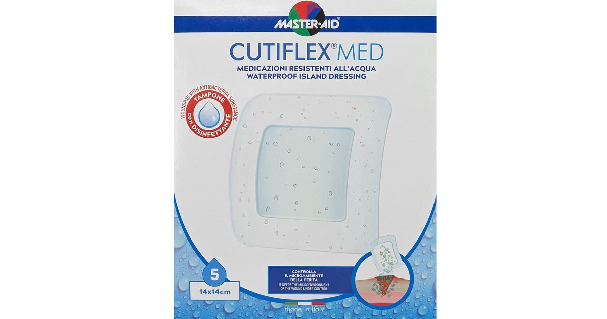 Master Aid Cutiflex Med Waterproof Island Dressing 14x14cm 5 Τεμάχια ...