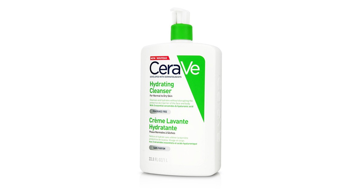 CeraVe Hydrating Cleanser Face & Body Cream for Normal to Dry Skin 1Lt ...